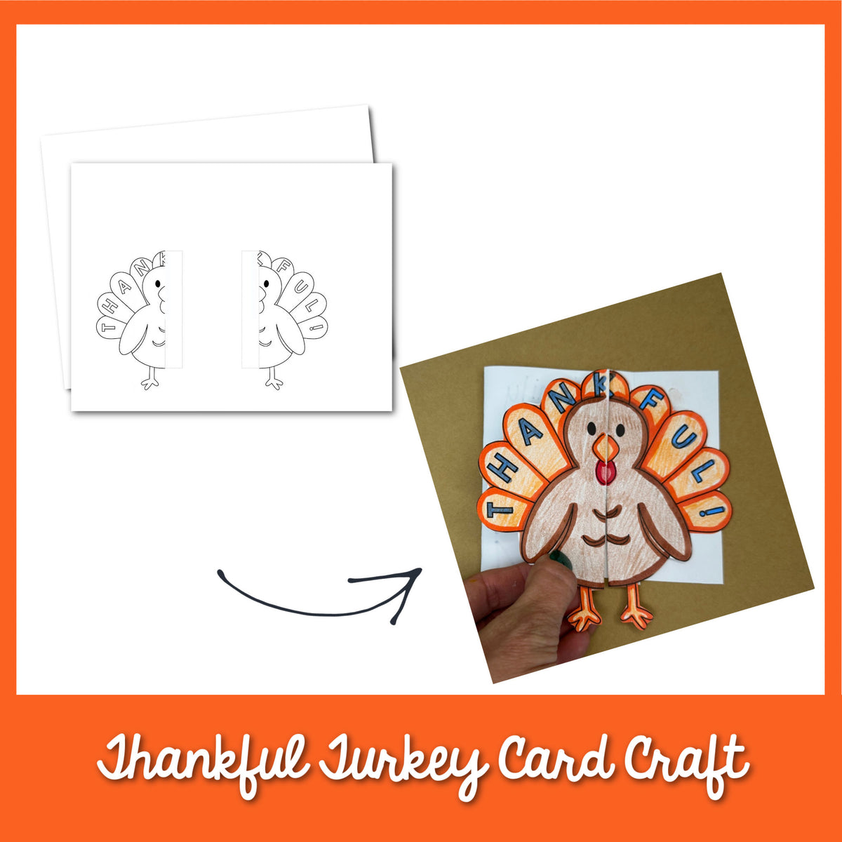 Thankful Turkey Card Craft for Kids Printable Template – MicheleTripple