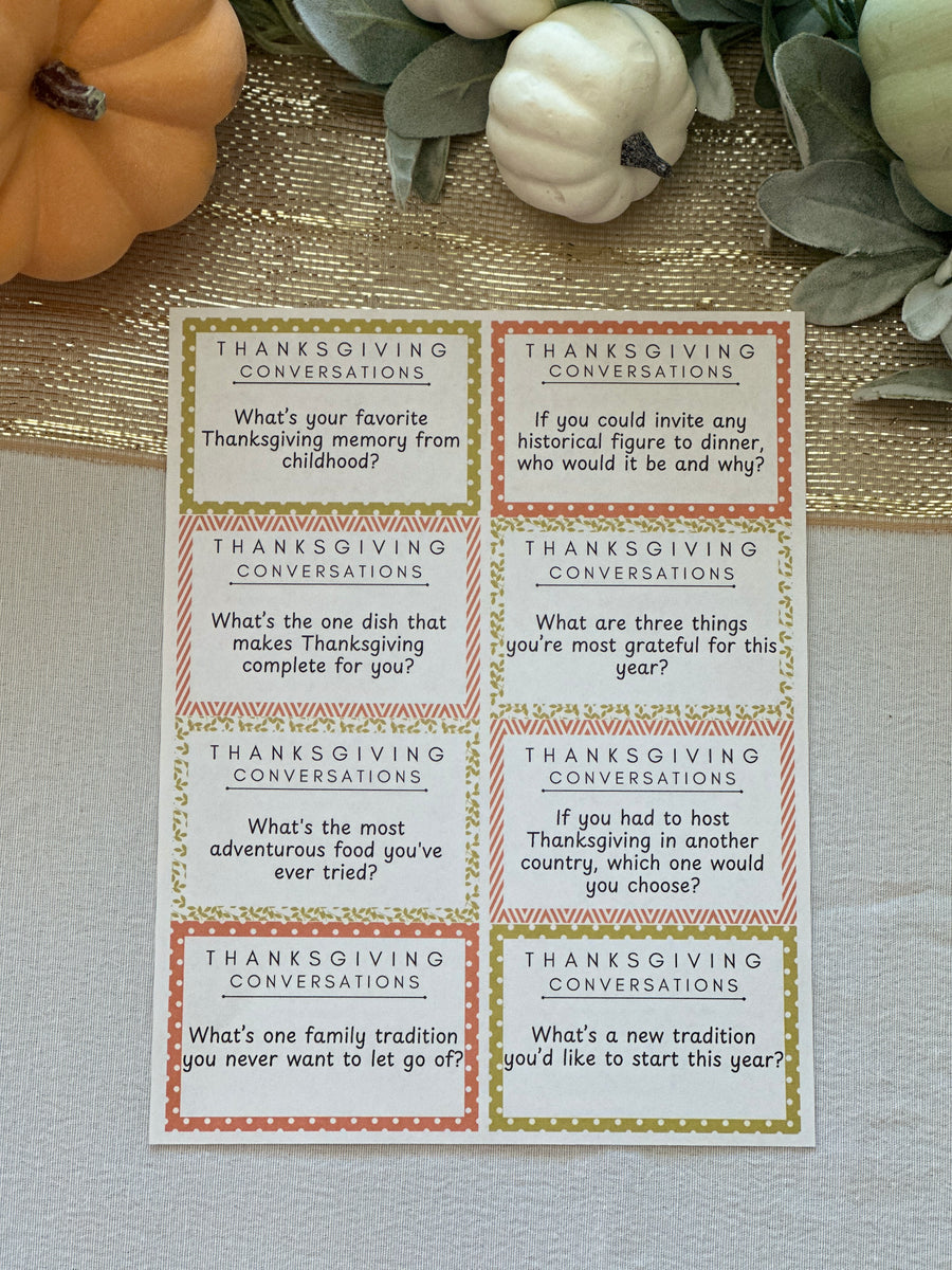 240 Printable Thanksgiving Conversation Starters Cards – MicheleTripple