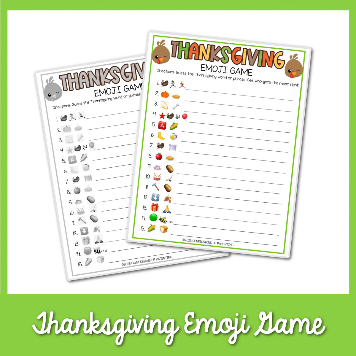 Thanksgiving Emoji Game – MicheleTripple