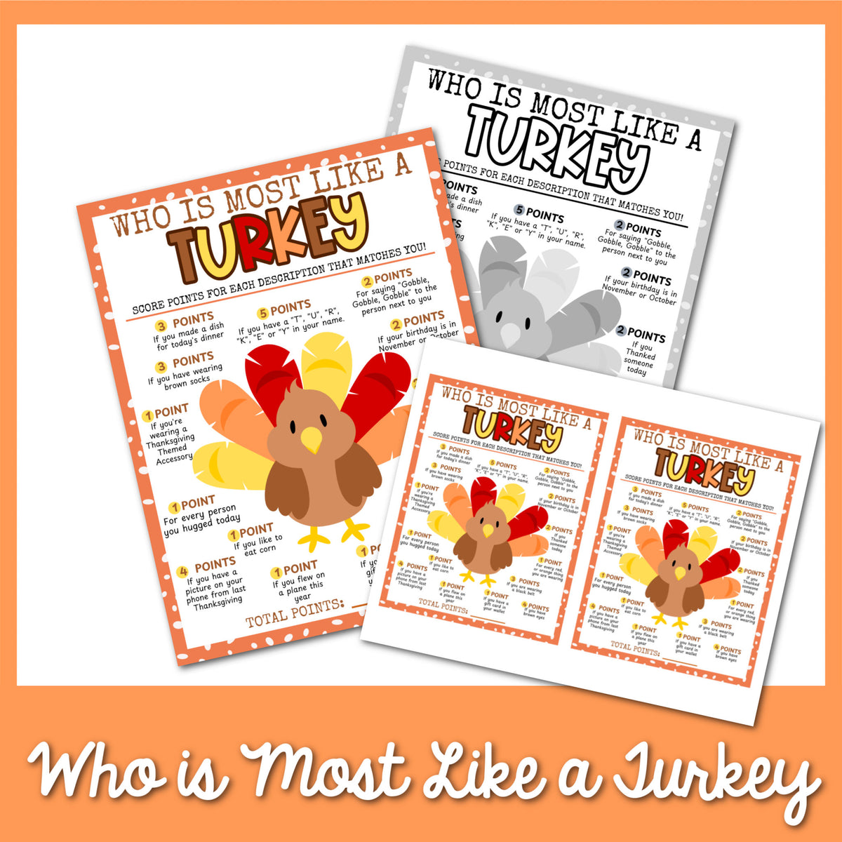 Who's Most Like A Turkey Printable Game – MicheleTripple