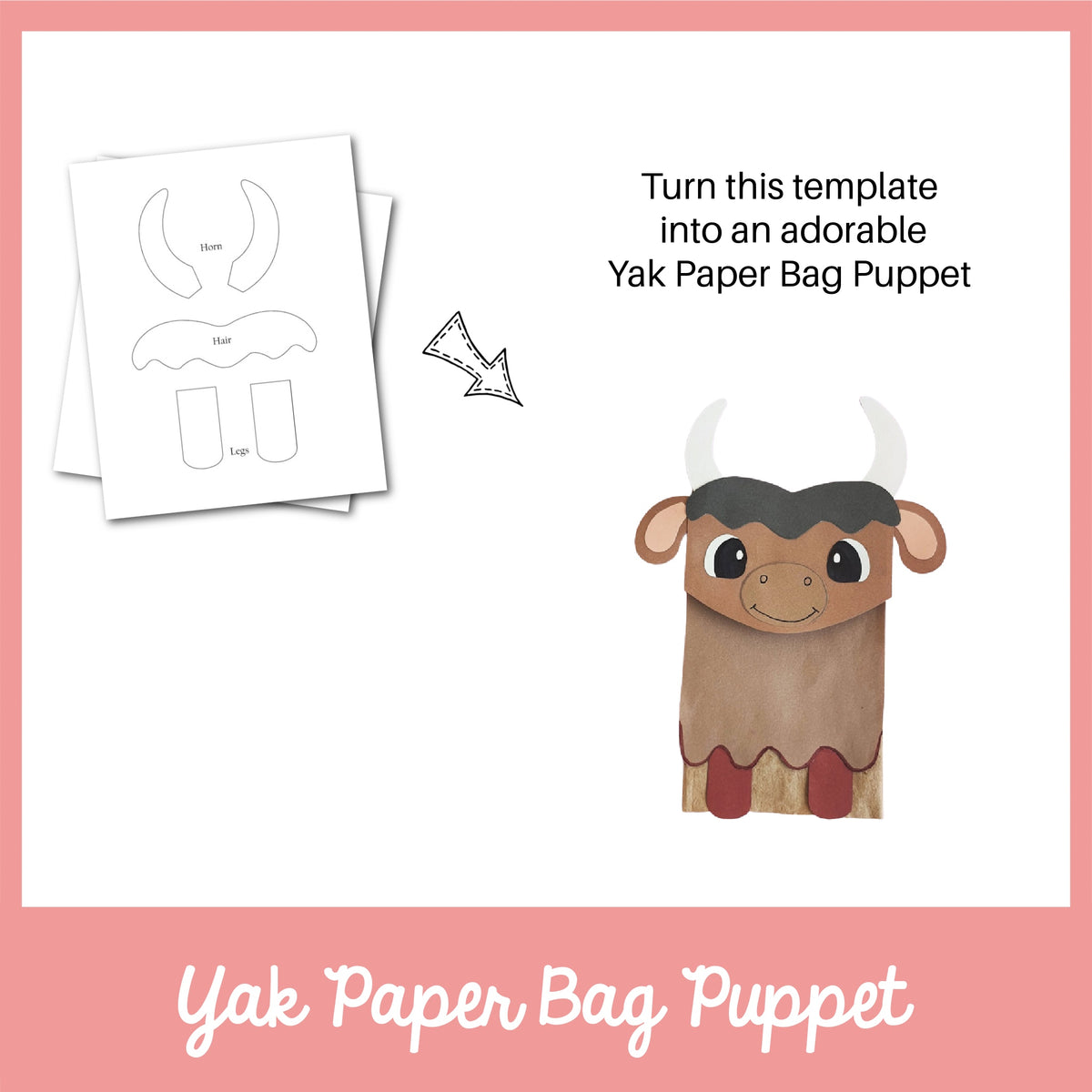 Yak Paper Bag Puppet Template – MicheleTripple