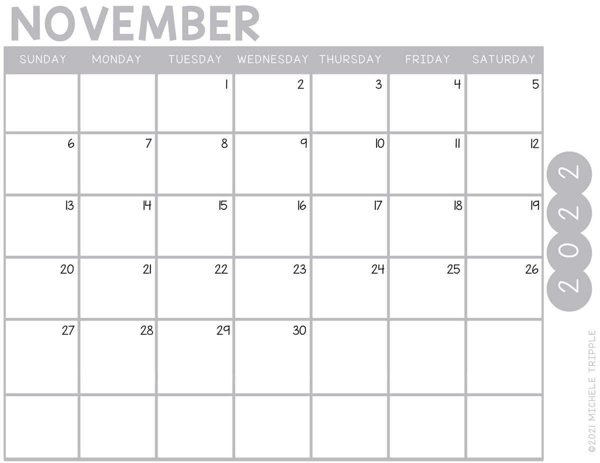 Black and White 2022 Calendar – MicheleTripple