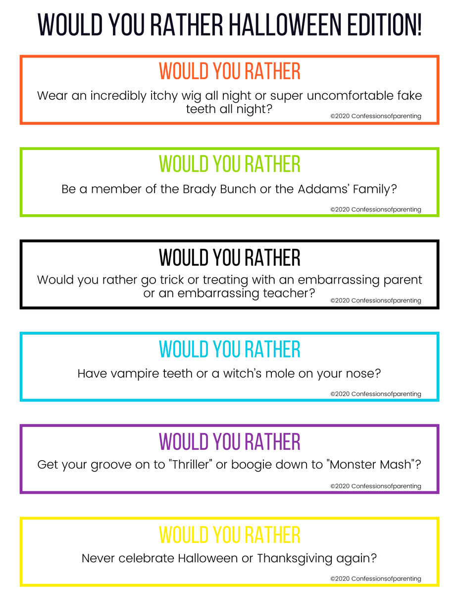 100 Halloween Would You Rather Questions – MicheleTripple