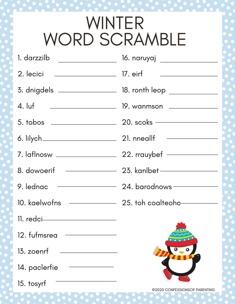 Winter Word Scramble – MicheleTripple