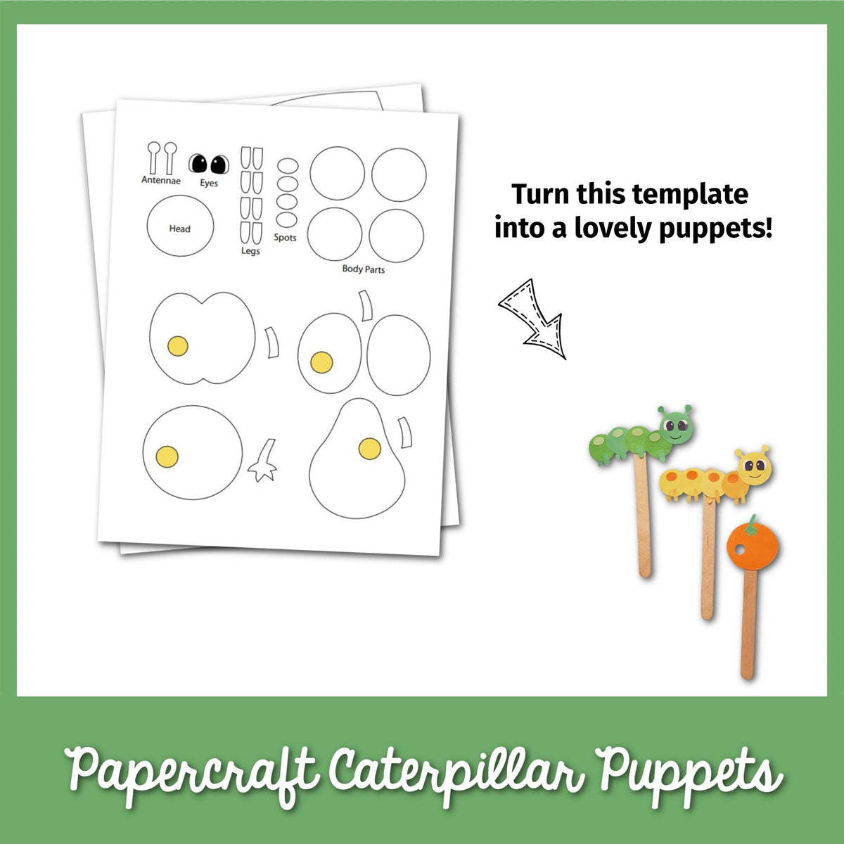 Caterpillar Puppet Craft Template – MicheleTripple
