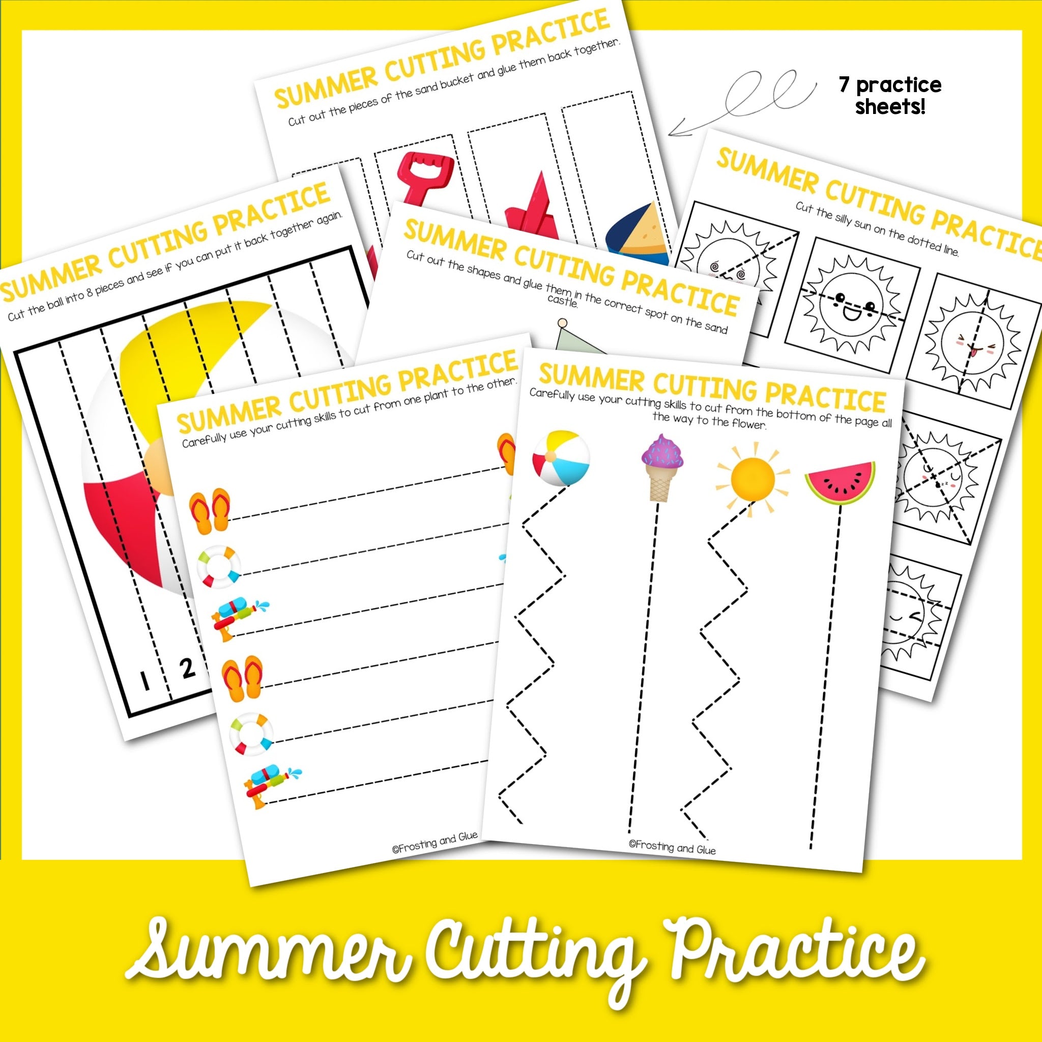 Summer Cutting Practice Worksheets for Kids – Printable Scissor Skills ...