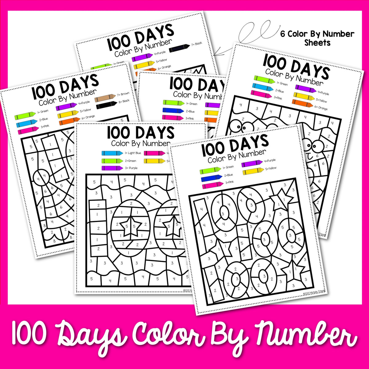 100 Days of School Color by Number – MicheleTripple