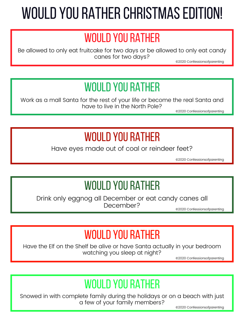 Would You Rather Questions- Christmas Edition – MicheleTripple