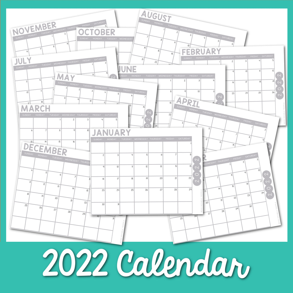 Black and White 2022 Calendar – MicheleTripple