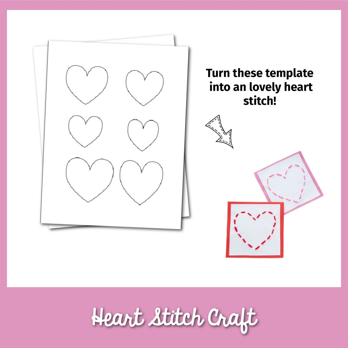Stitch Heart Craft Template – MicheleTripple