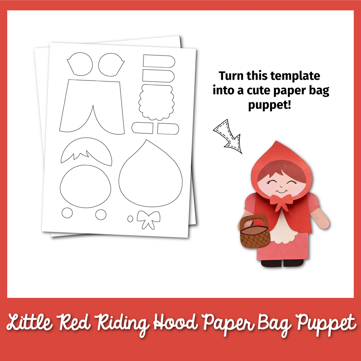 Little Red Riding Hood Paper Bag Puppet Template – MicheleTripple