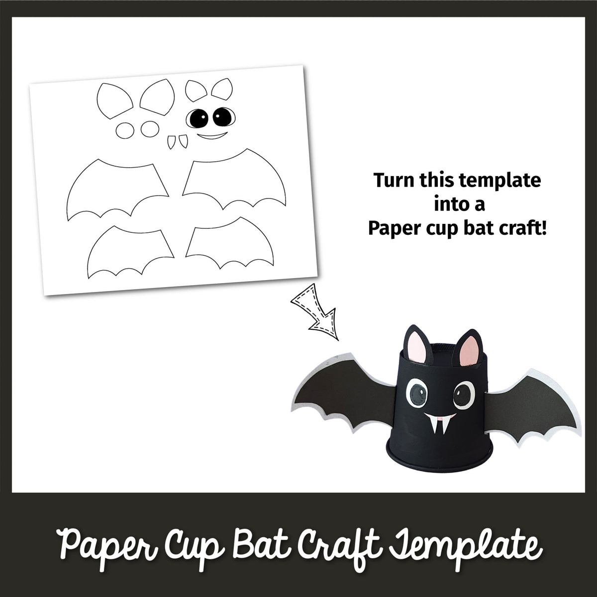 Paper Cup Bat Craft Template – MicheleTripple
