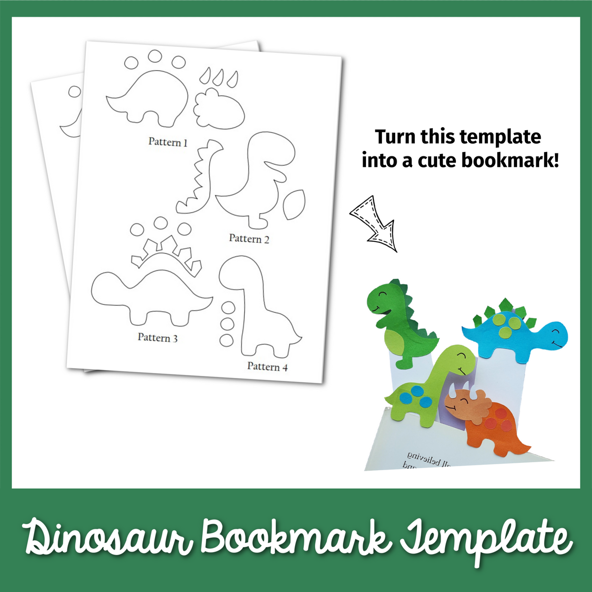 Dinosaur Bookmark Craft Template – MicheleTripple