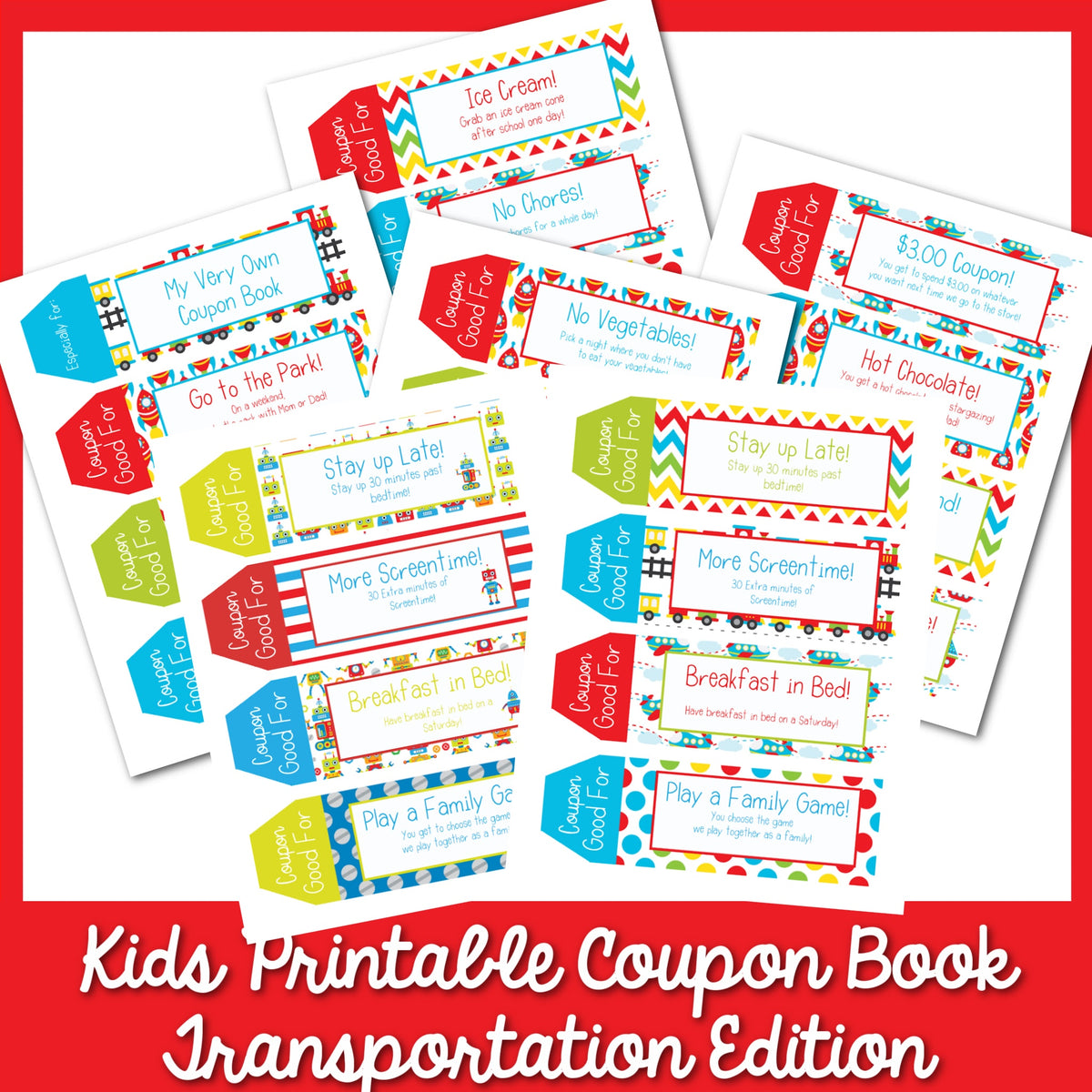 Kids Printable Coupon Book Trains Planes and Automobiles Edition ...