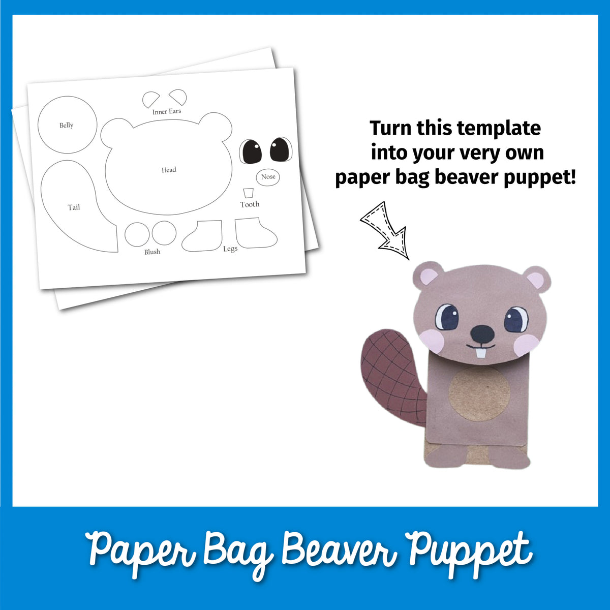 Paper Bag Beaver Puppet Template – MicheleTripple