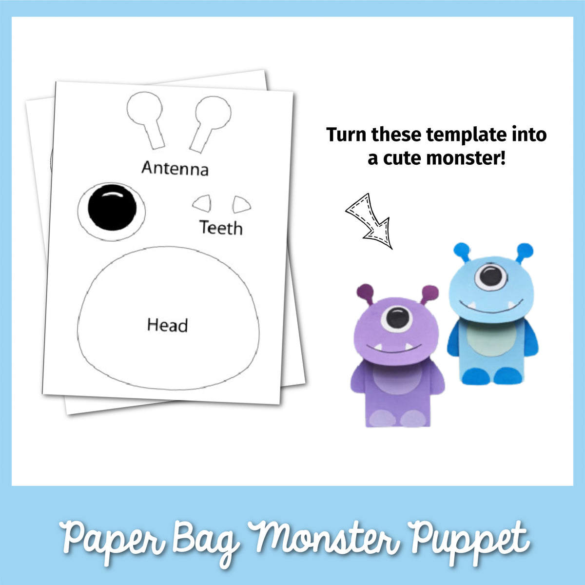 Paper Bag Monster Puppet Template – MicheleTripple